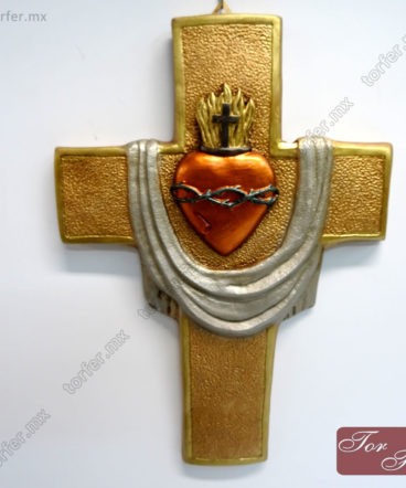 CRUZ CON CORAZON ORO – FOG172A - Torfer - Imaginación de Escultura